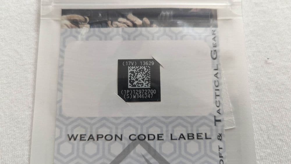 Blackjack Tactical Weapon Code Label For M4A1