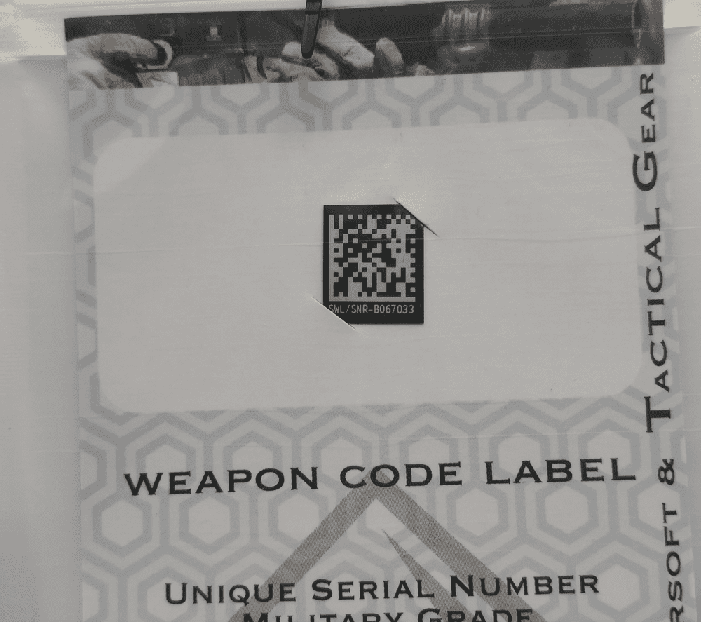 Blackjack Tactical Weapon Code Label For MK24 P226 Model