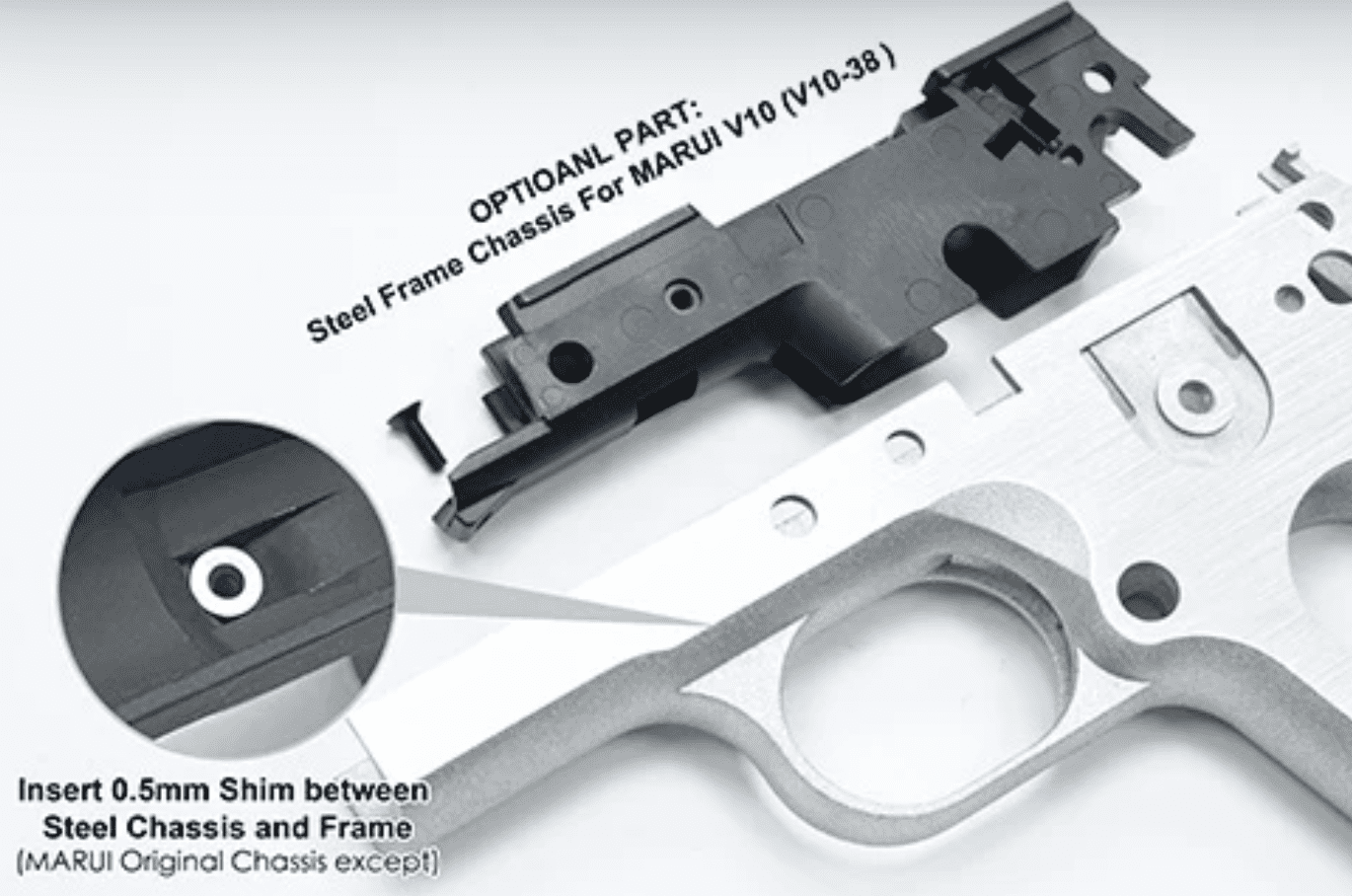 Guarder Aluminium Frame for Marui V10 Ceramic / Silver Polishing