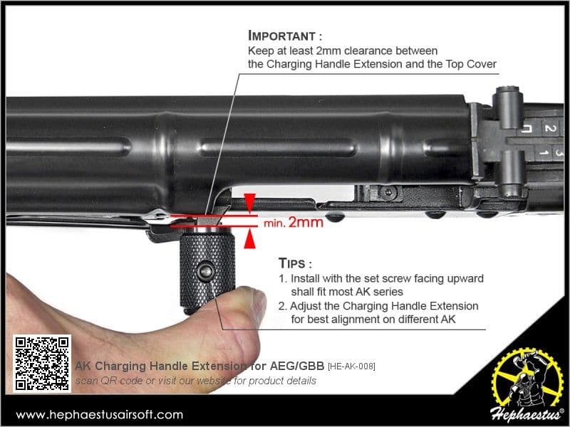Hephaestus AK Charging Handle Extension for AEG / GBB