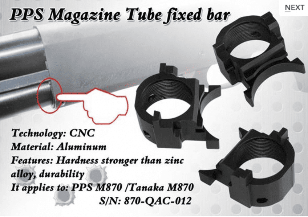 PPS CNC ALUMINIUM MAGAZINE TUBE FIXED BAR FOR PPS M870 SHOTGUN
