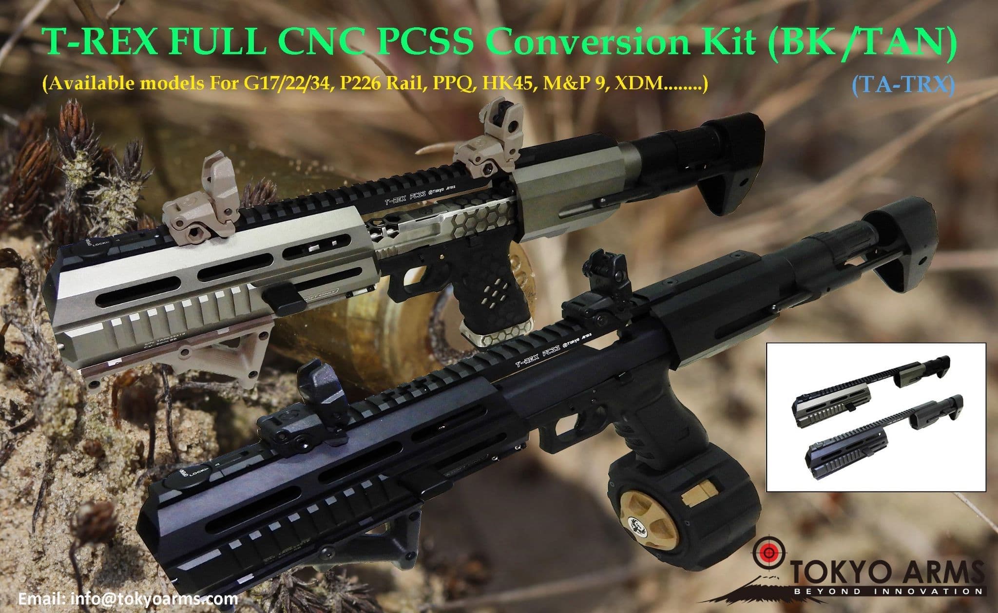 Tokyo Arms T-REX CNC PCSS Conversion Kit for G17/G19/G22/G34 GBB BK