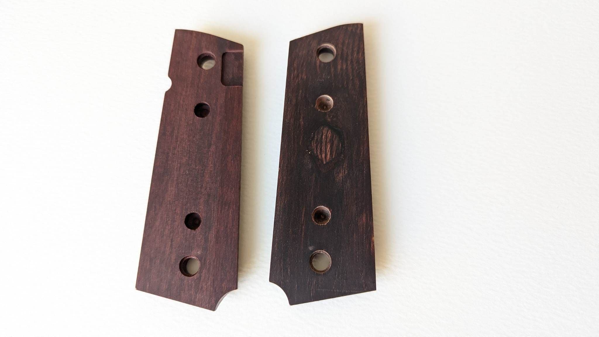 USA Made M1911 Walnut Wood grip-01 with AMBI-safety cut