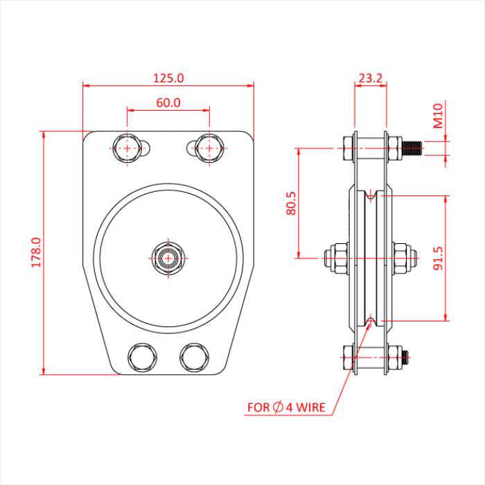 100mm Standard Pulley Wire Rope 4mm