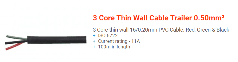 DURITE 3 Core Thin Wall Cable Trailer 0 50mm 100mtrs 0-994-60F