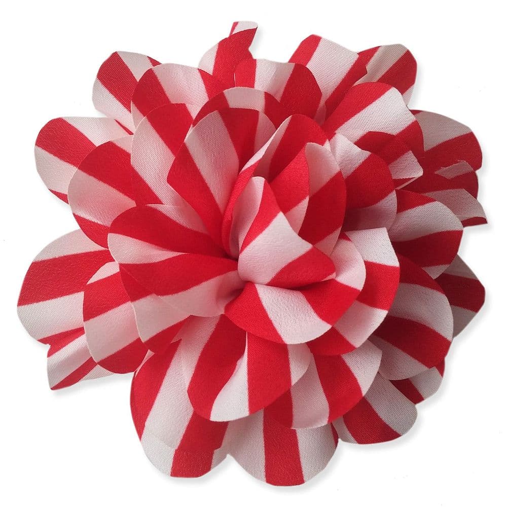 10cm Stripey RED & WHITE Fabric Flower Applique