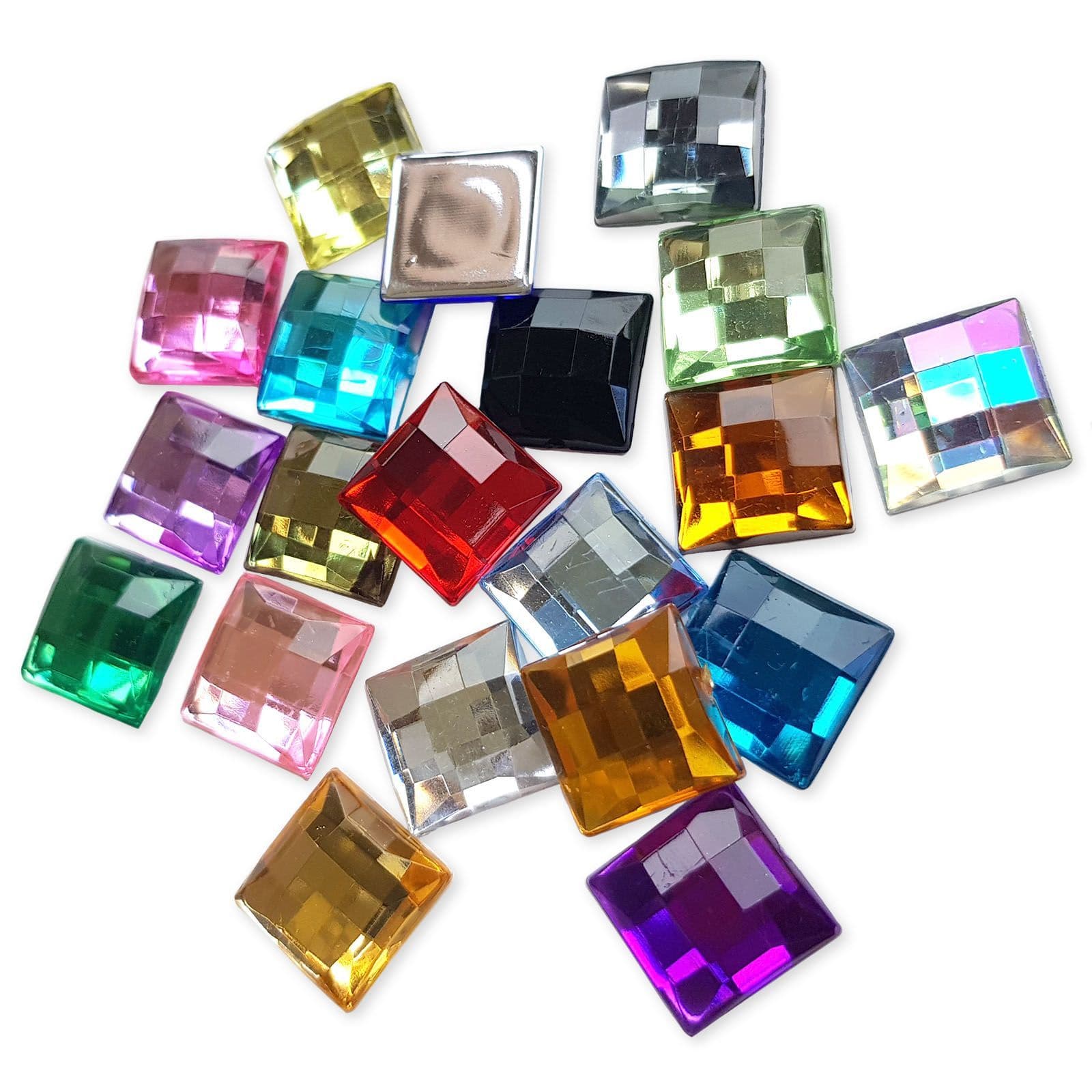 16mm CLEAR Square Shape Acrylic Embellishment Gems