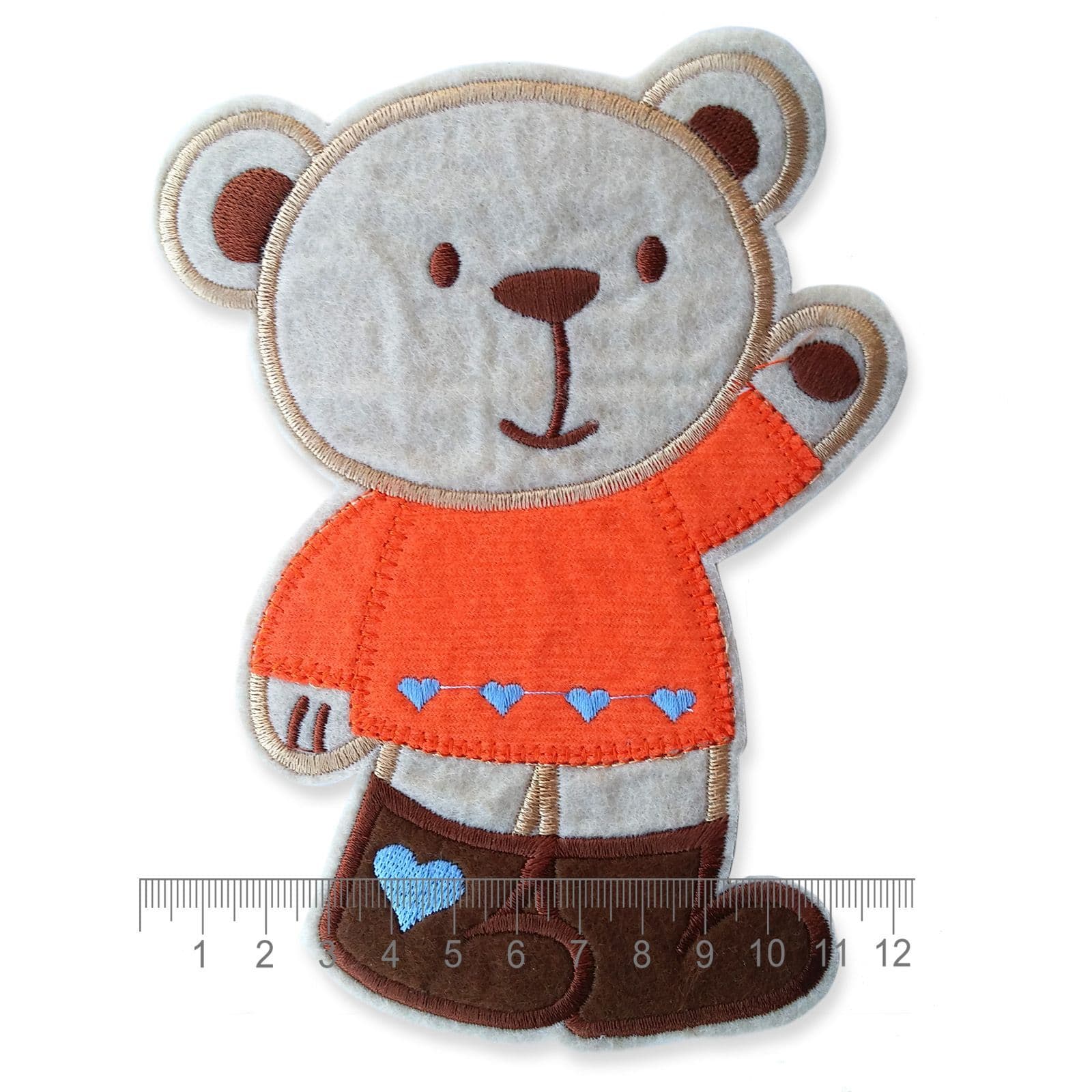 LARGE GREETING BEAR MOTIF IRON ON EMBROIDERED PATCH APPLIQUE