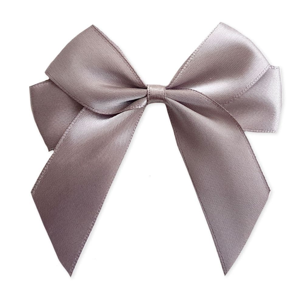 METAL GREY 90mm Large Ribbon Bows Pack of 6