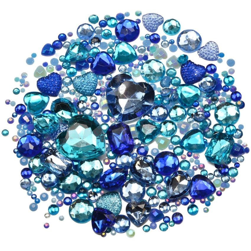 Mixed Pack of BLUE Gems and Diamante Embellishments