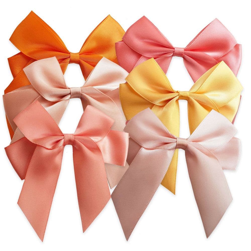ORANGE MIX 90mm Large Ribbon Bows Pack of 6