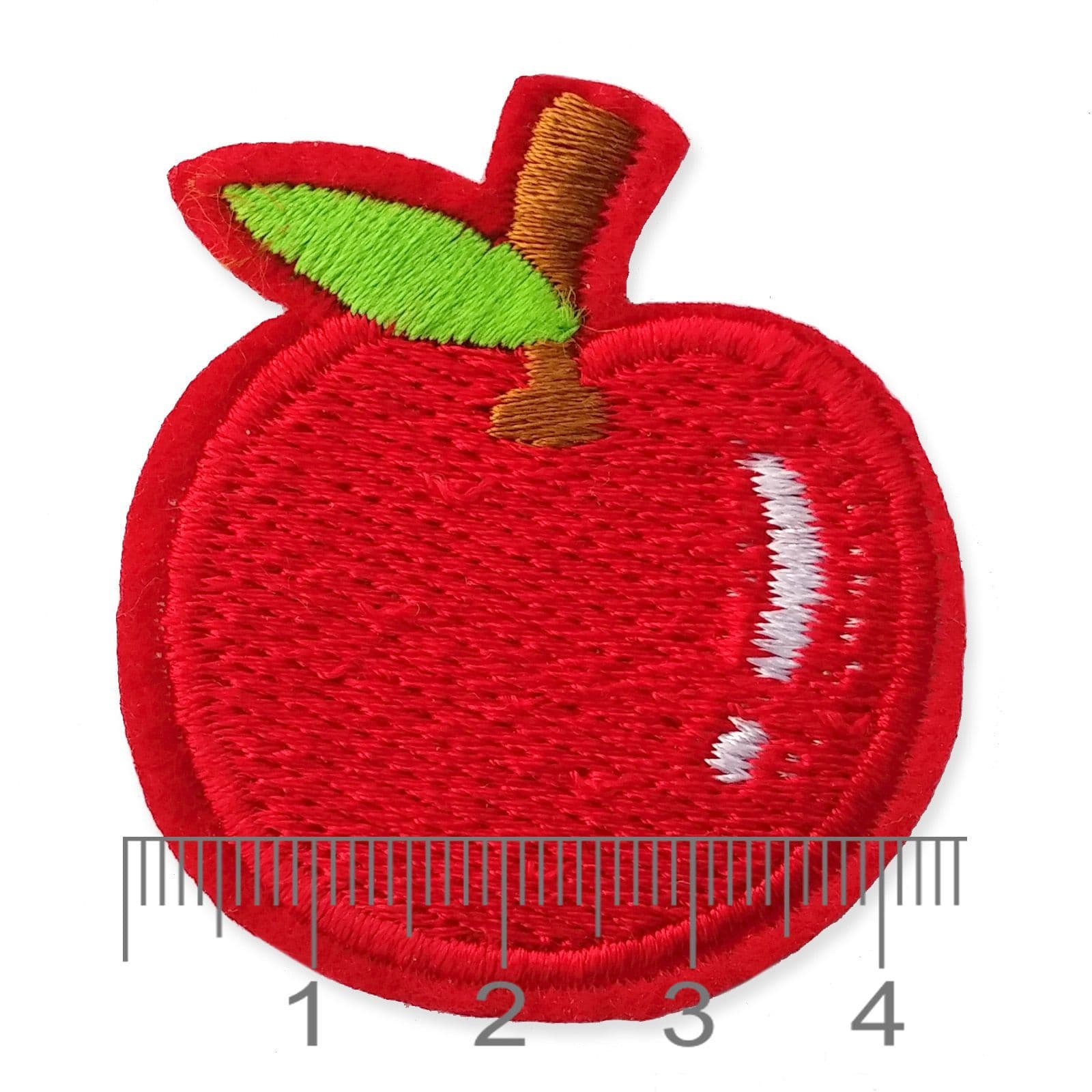RED APPLE MOTIF IRON ON EMBROIDERED PATCH APPLIQUE