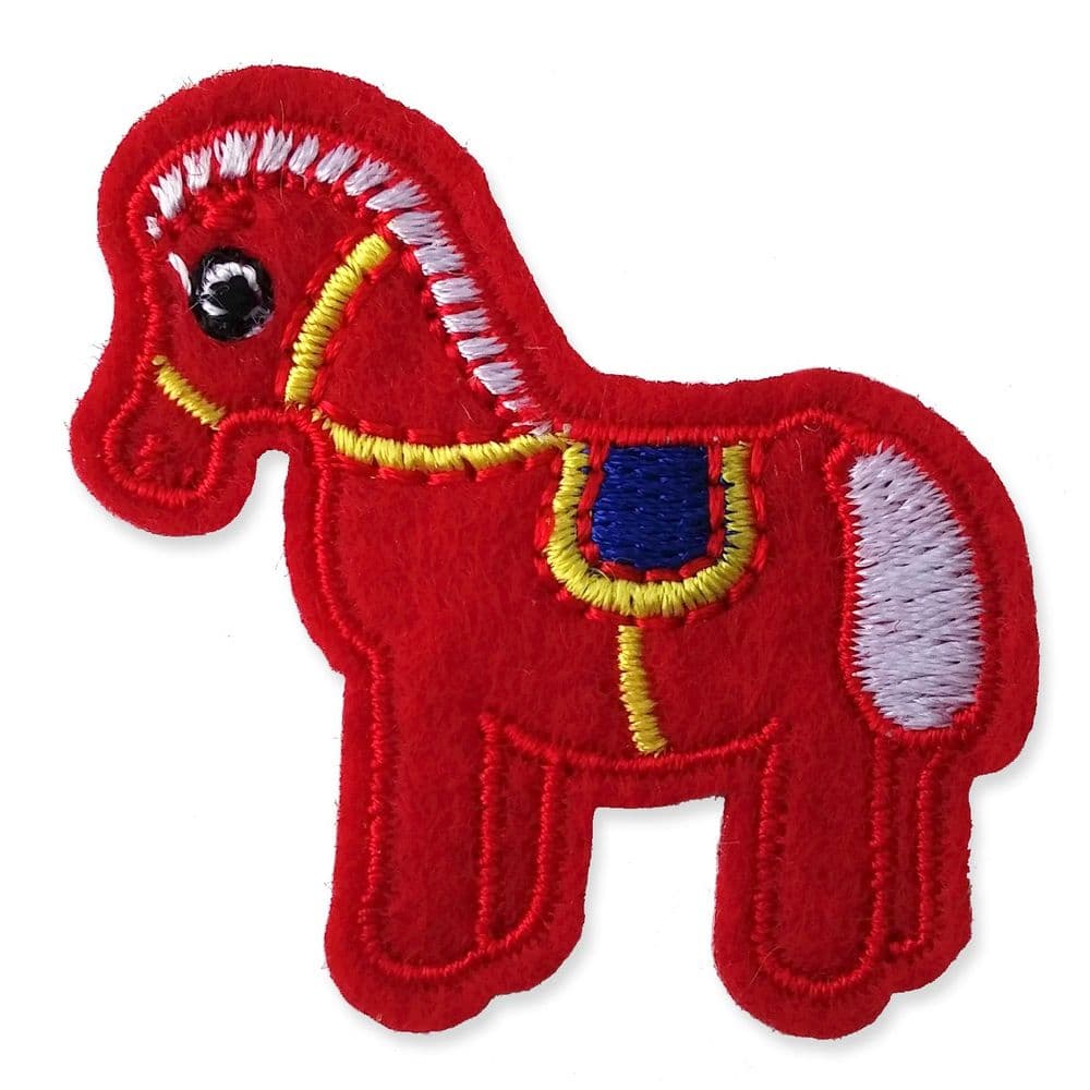 RED PONY MOTIF IRON ON EMBROIDERED PATCH APPLIQUE