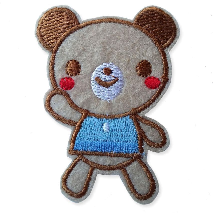 ROSEY TEDDY BEAR MOTIF IRON ON EMBROIDERED PATCH APPLIQUE