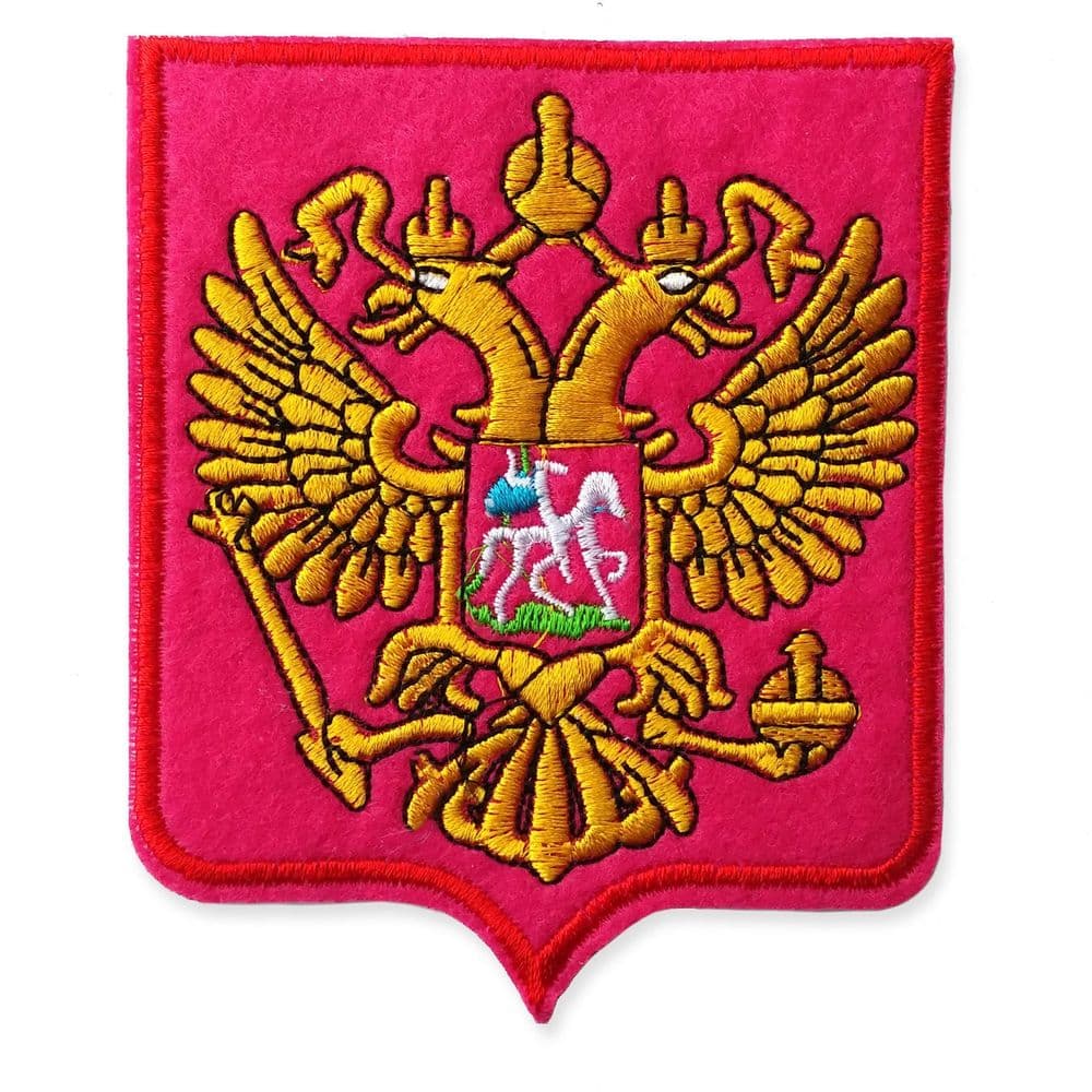 RUSSIAN SHEILD MOTIF IRON ON EMBROIDERED PATCH APPLIQUE