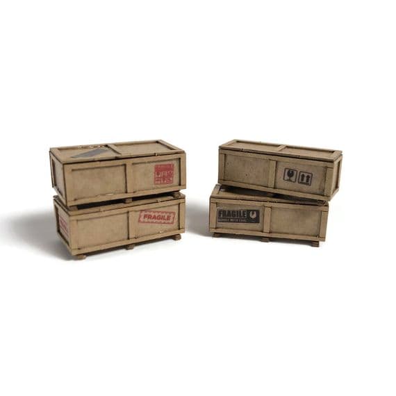 OO Scale Shipping Crates - Large Modern Pack of 4 | Scale Model Scenery