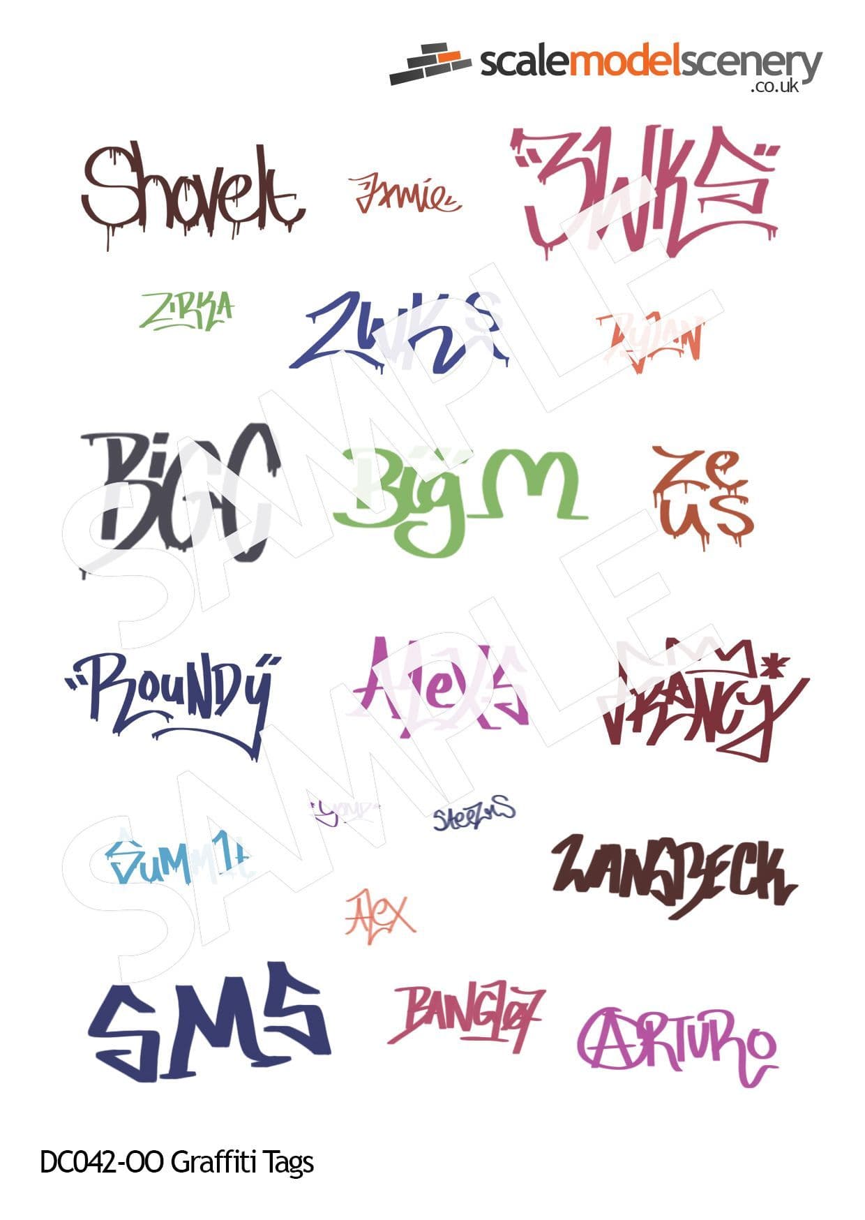 OO Gauge Graffiti Tag Decals - 1:76 Scale - Scale Model Scenery