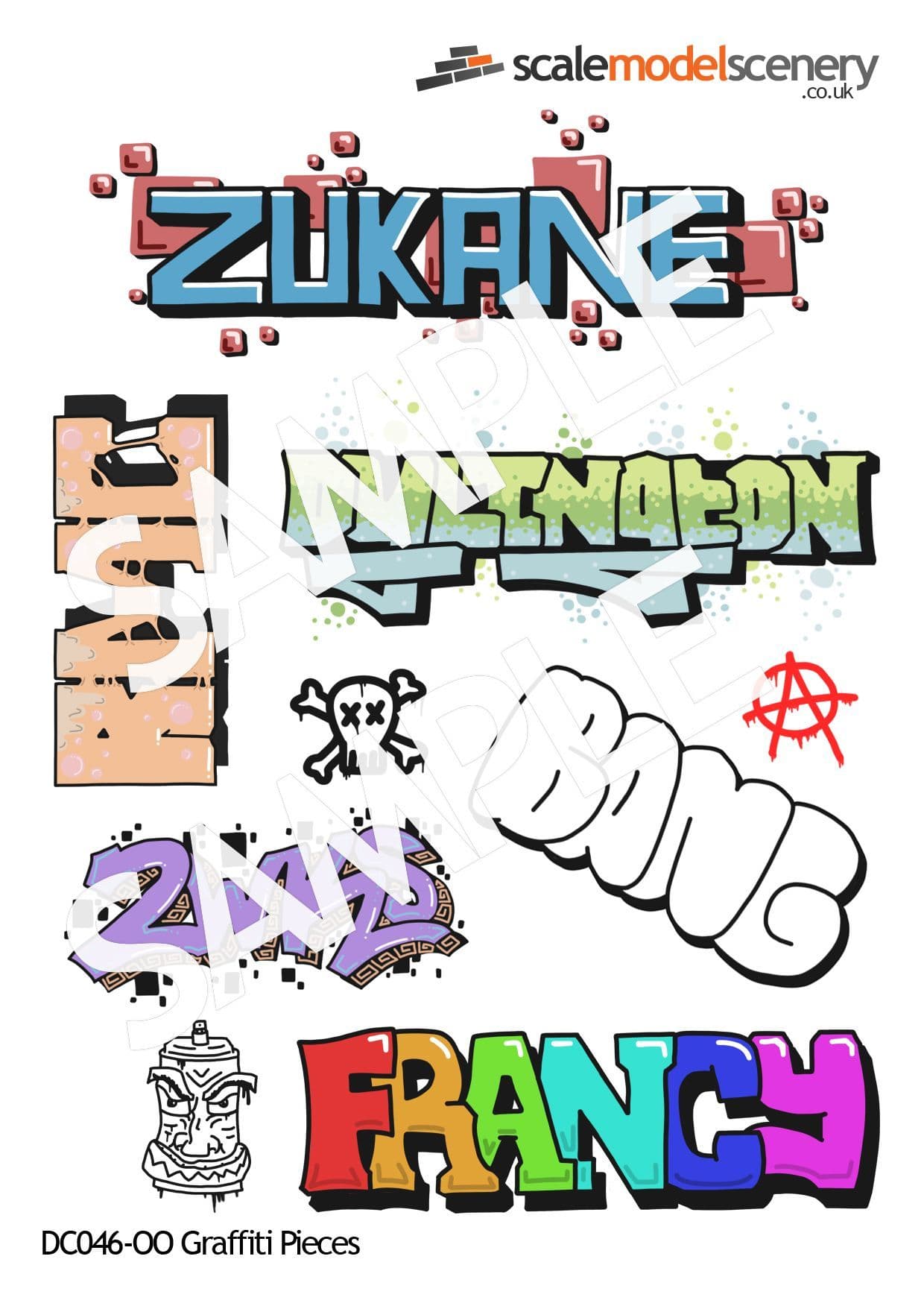 OO Gauge Graffiti Tag Decals - 1:76 Scale - Scale Model Scenery