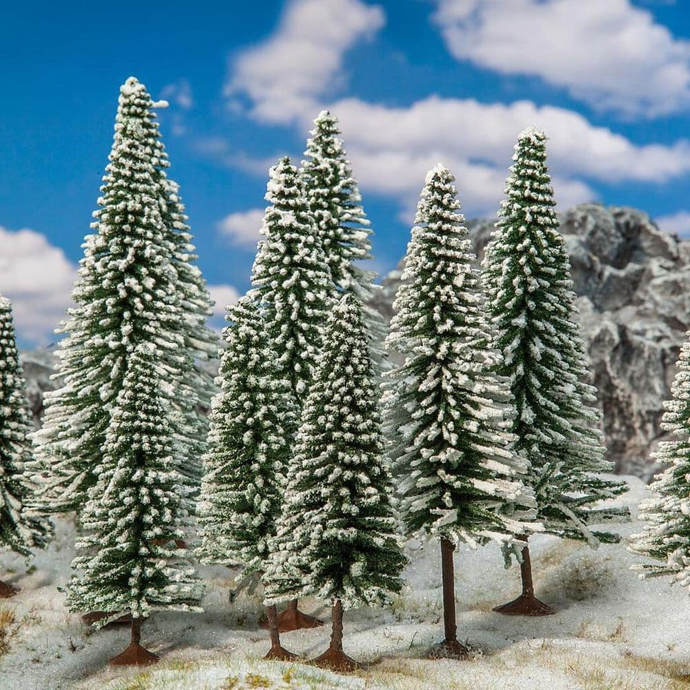 Noch 25087 Snow Covered Fir Trees (8 to 12cm) Pack of 7 For OO/HO