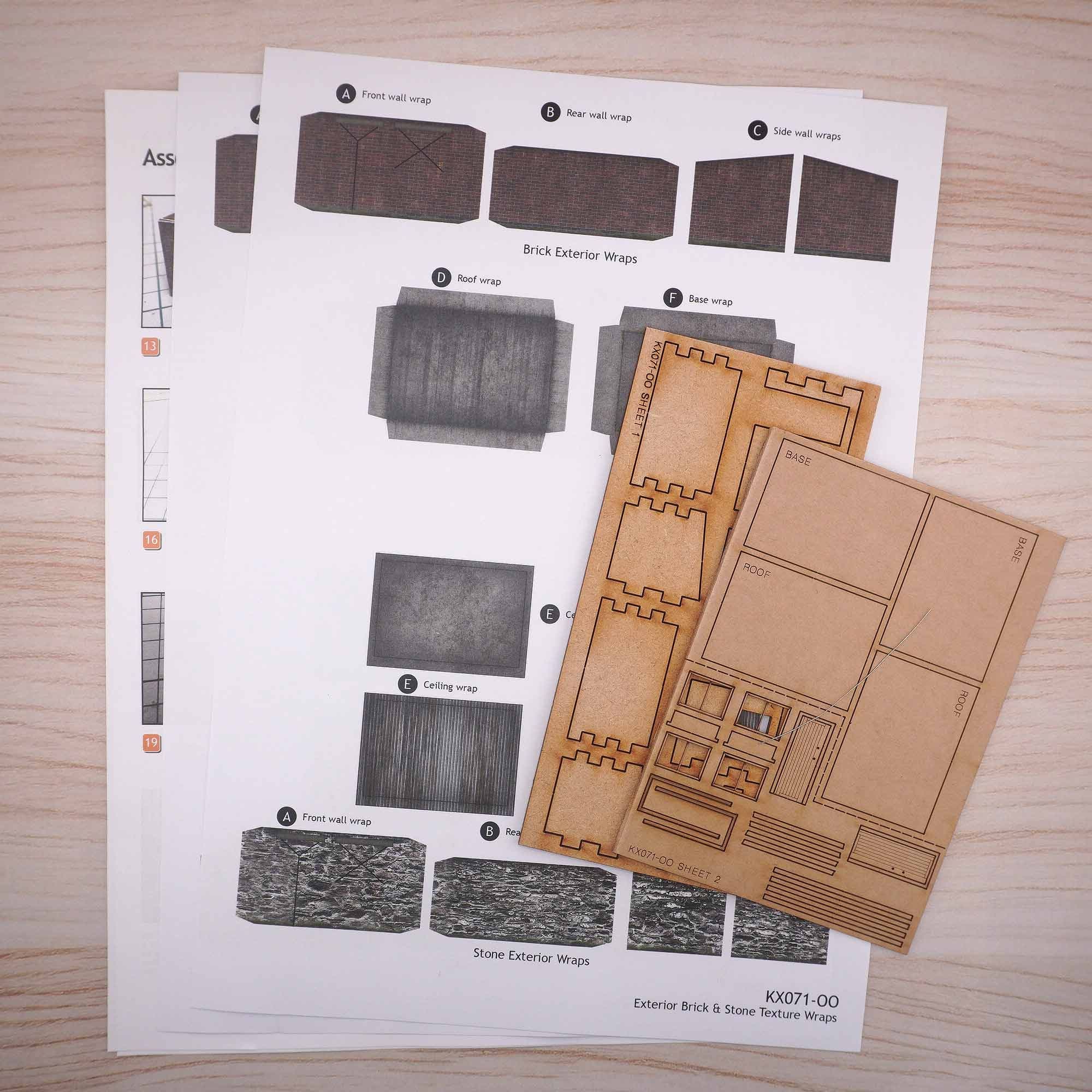 KX071-OO Small Brick/Stone Lineside Huts/Sheds Pack of 2 - OO/4mm/1 76