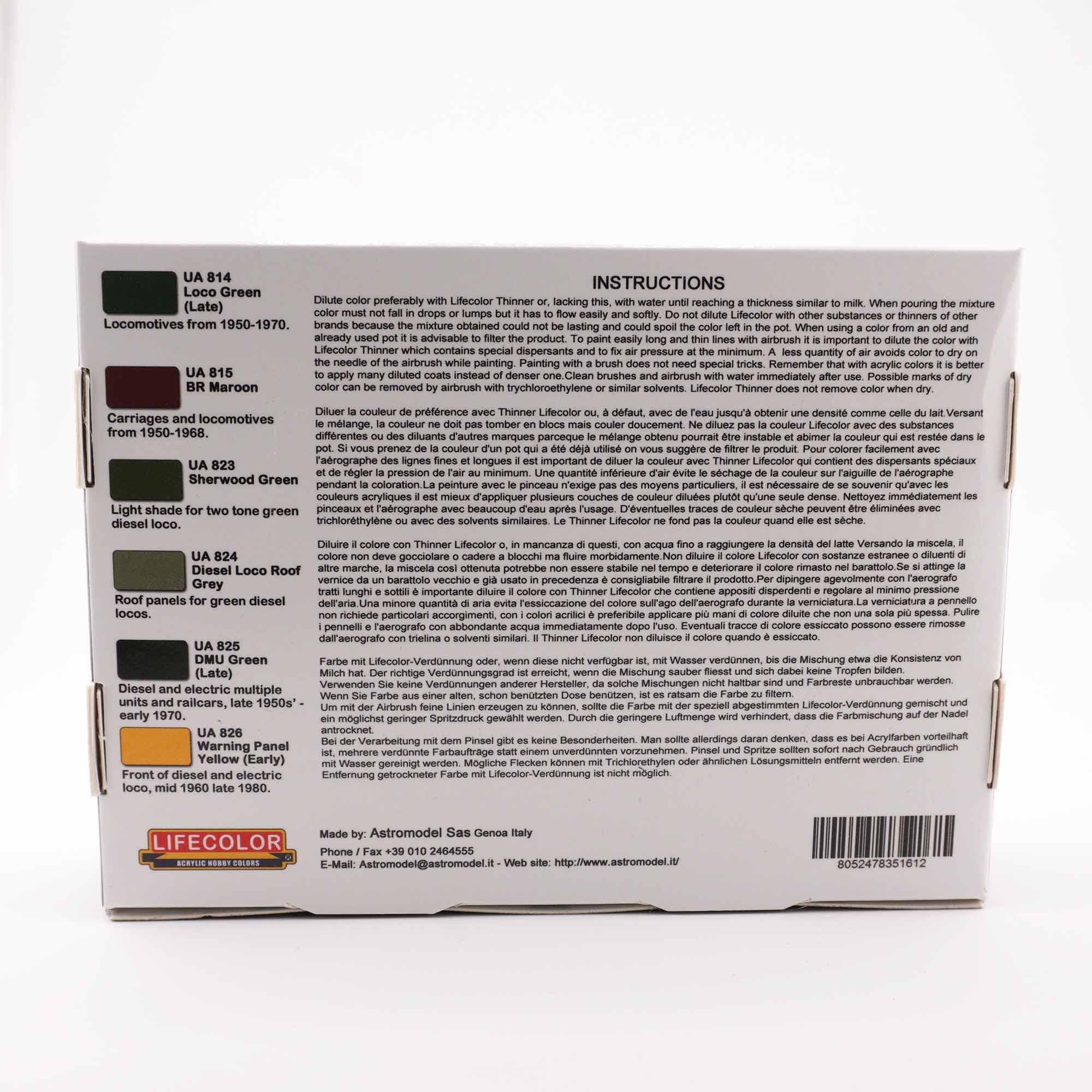 LifeColor British Railways - Mid Period 1960/1970 Acrylic Paints (22ml x 6)