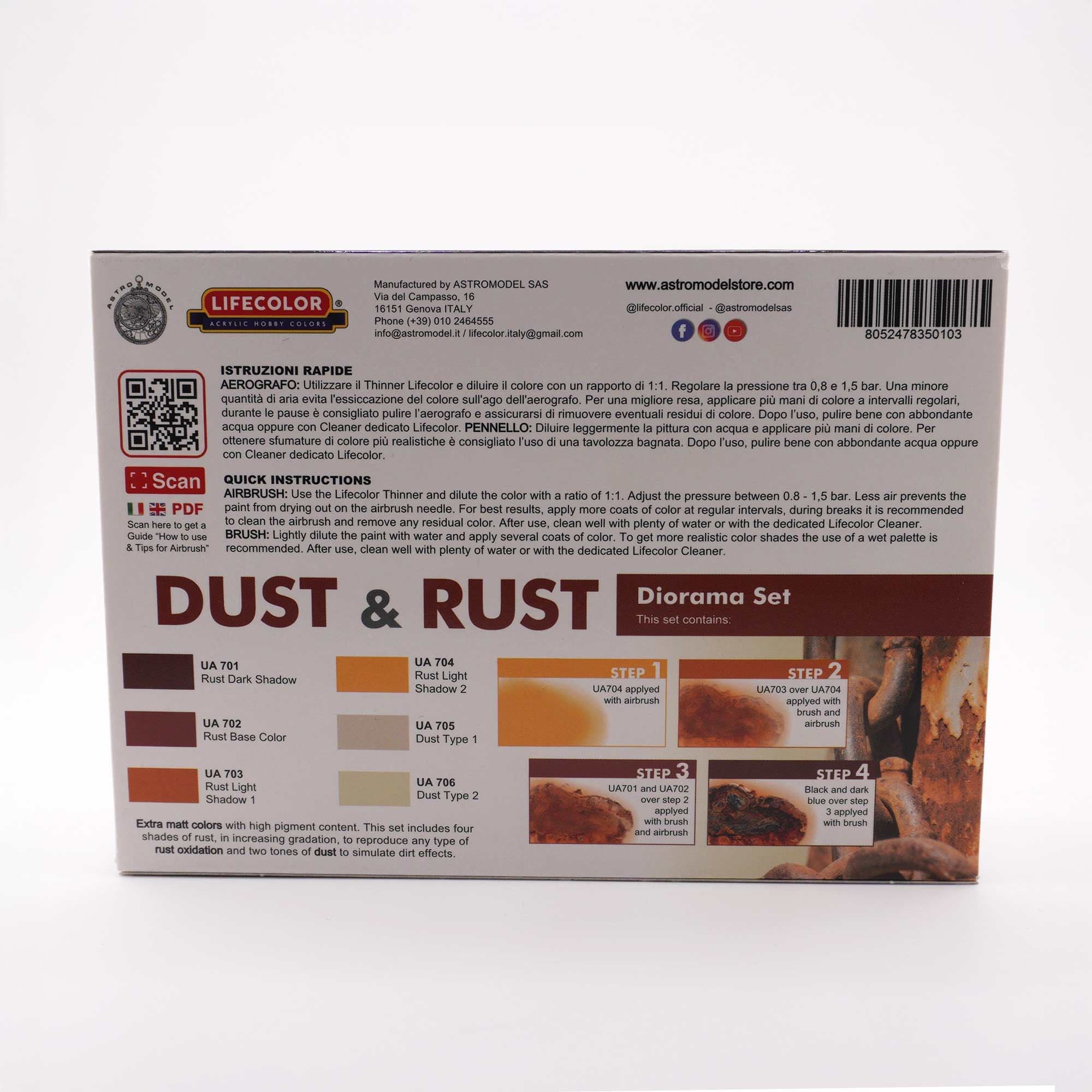 LifeColor Rust and Dust Acrylic Paint Set 22ml x 6