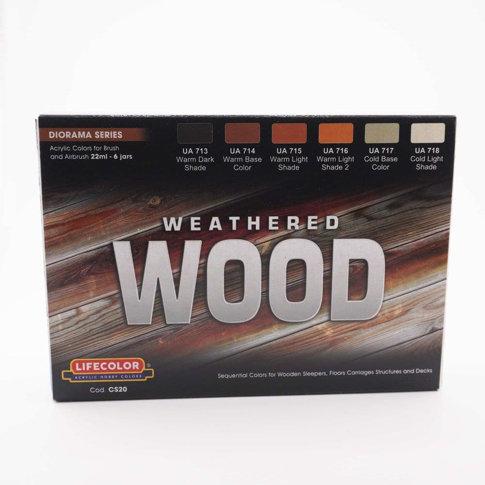 LifeColor Weathered Wood Acrylic Paints Set 22ml x 6