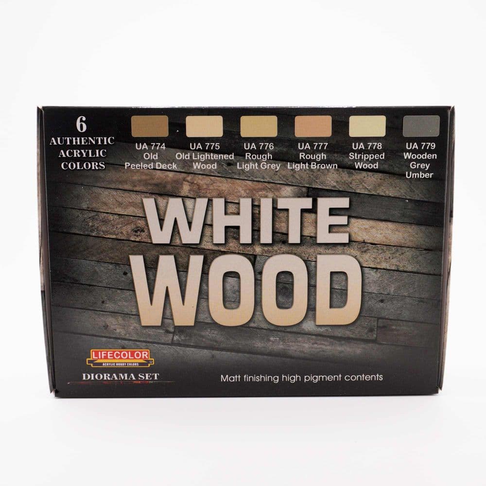 LifeColor White Wood Paint Set 22ml x 6