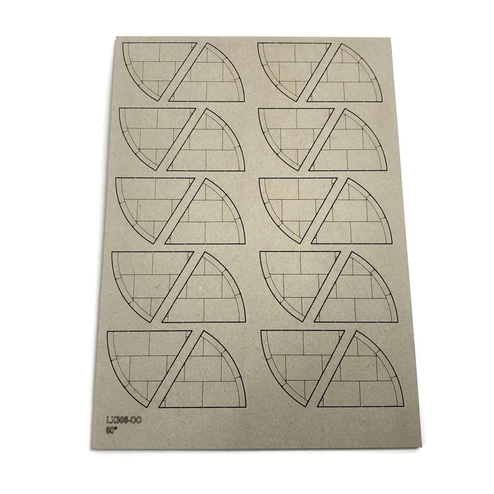 LX306-OO Laser Cut Card 60 Degree Pavement Corners Pack of 20 - OO/4mm/1 76