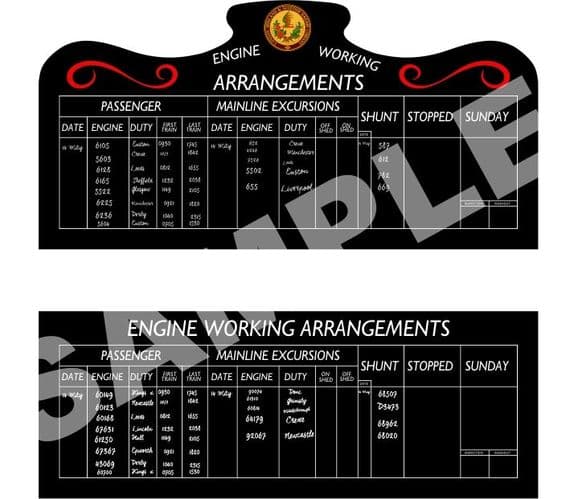LX372-OO Engine Shed Locomotive Roster Boards - OO/4mm/1 76