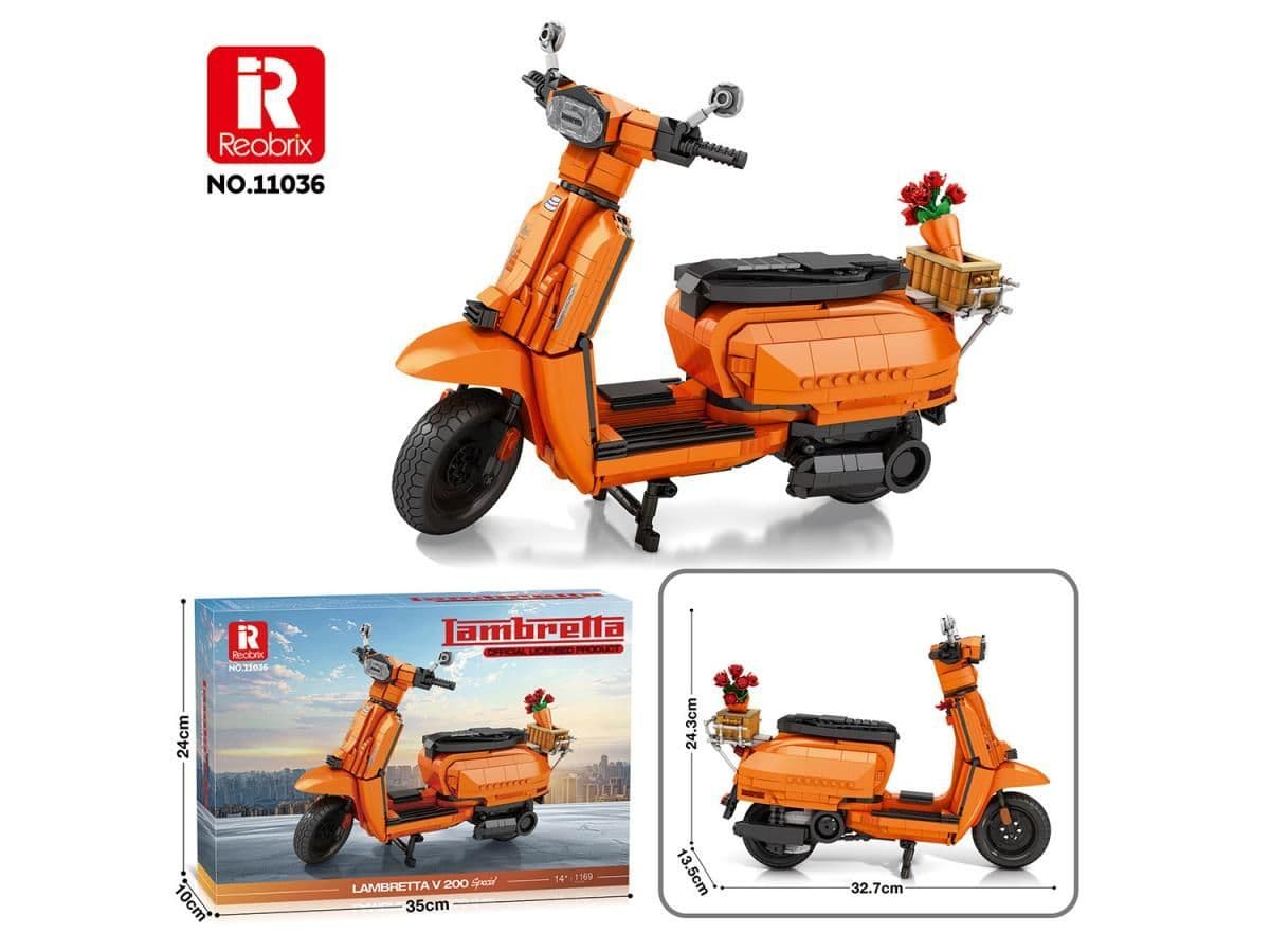 Reobrix Orange Lambretta Scooter Model Kit 11036