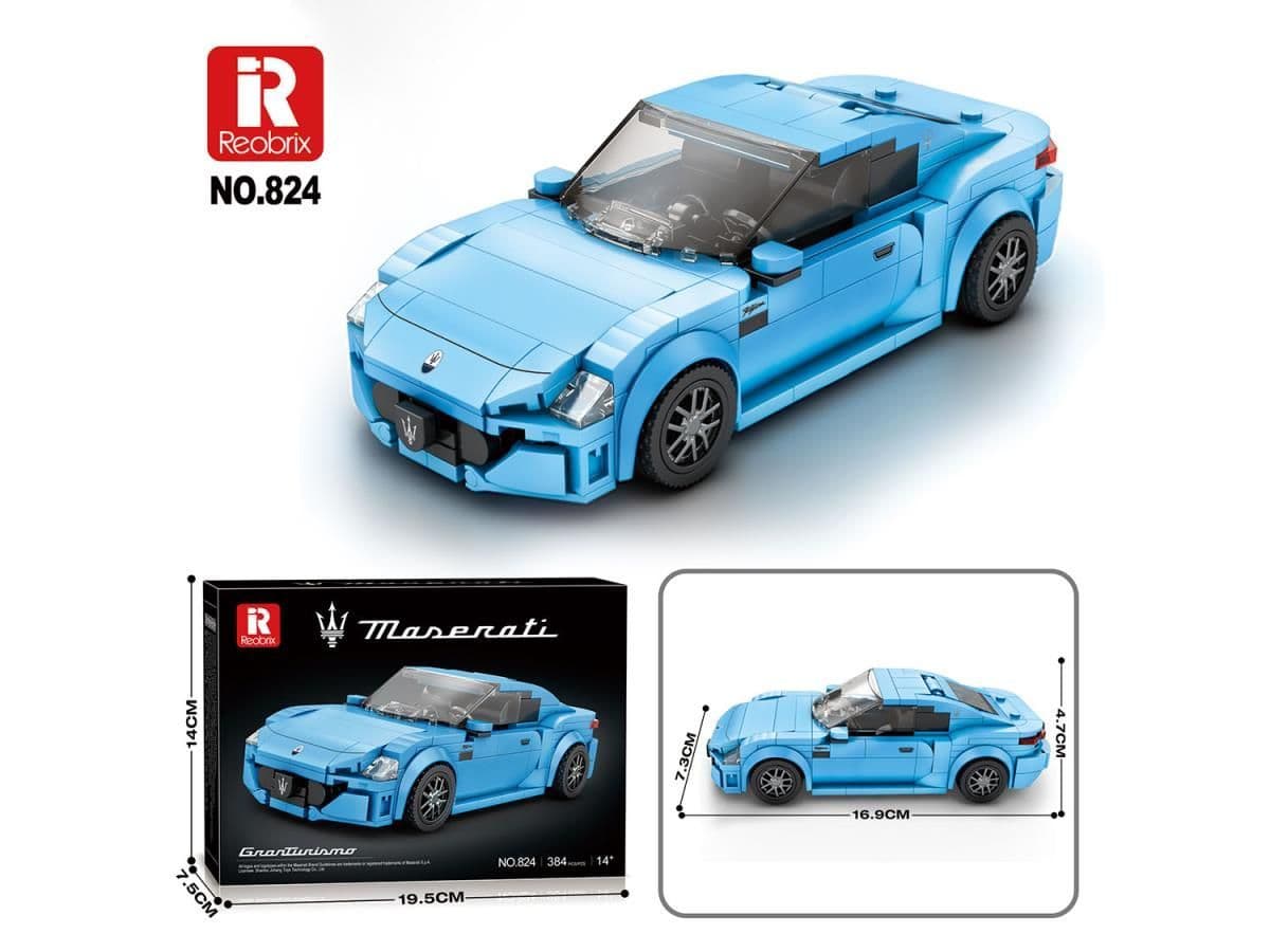 Reobrix Maserati Sky Blue Car Model Kit 824