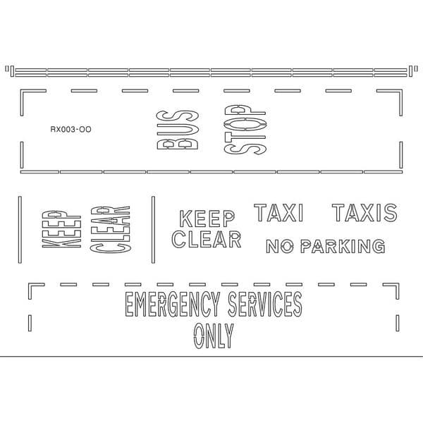 RX003-OO Laser Cut Bus Stop / Taxi Marking Stencils OO/4mm/1 76