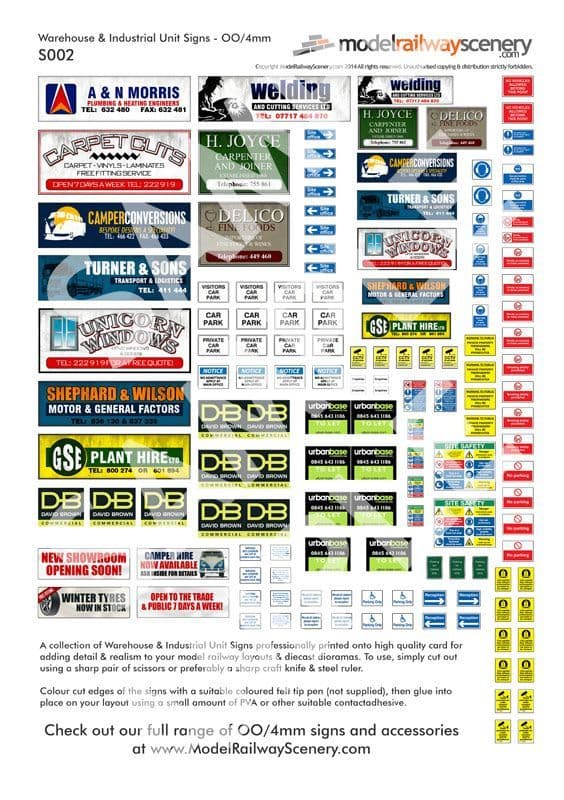 S002-OO Warehouse & Industrial Unit Signs OO/4mm/1 76