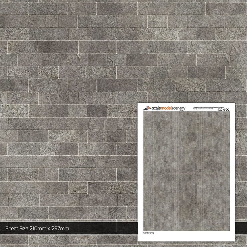 Modern Grey Paving Paper Sheets For OO Gauge & 1:76 Scale | TX010-OO