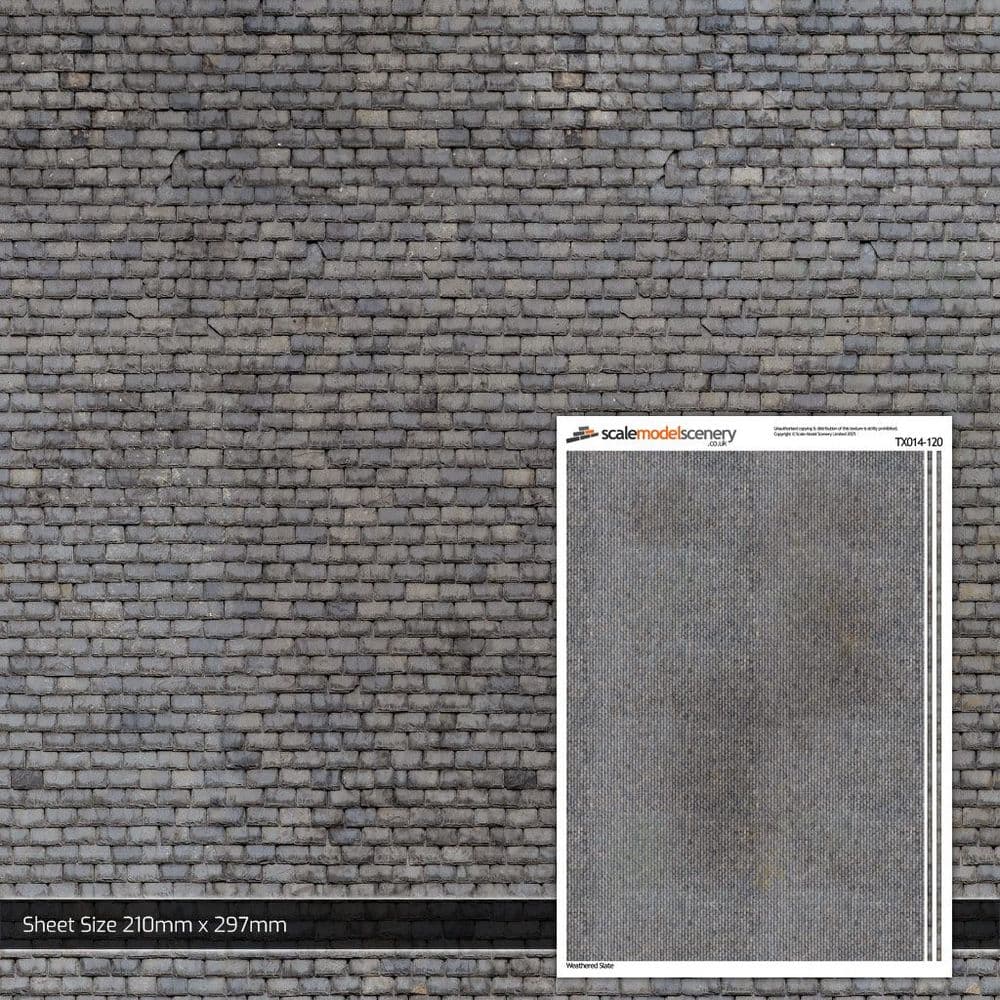 TX014-120 Weathered Slate Roofing Texture Paper Pack of 5 - TT 120