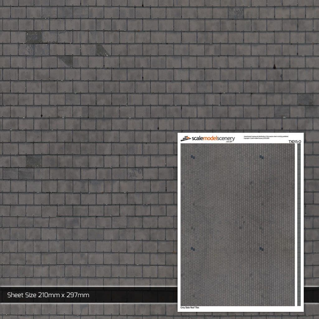 TX015-O Grey Slate Roof Tiles Lightly Weathered Texture Paper Pack of 5 ...