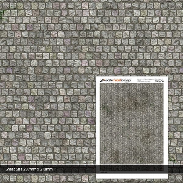 TX026-OO Cobblestones Texture Paper Pack of 5 - OO/4mm/1 76