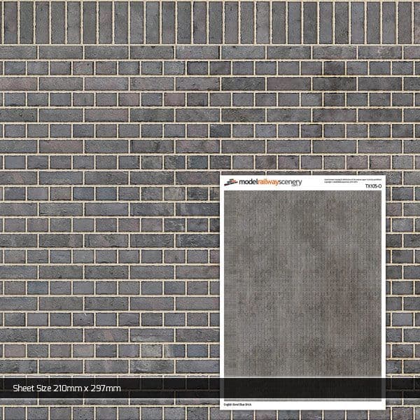 TX105-O English Bond Blue Engineering Brick Texture Paper Pack of 5 - O ...