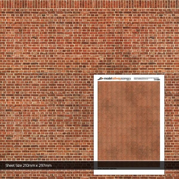 TX108-N Old Red Brown Brick Texture Paper Pack of 5 - N/2mm/1 148