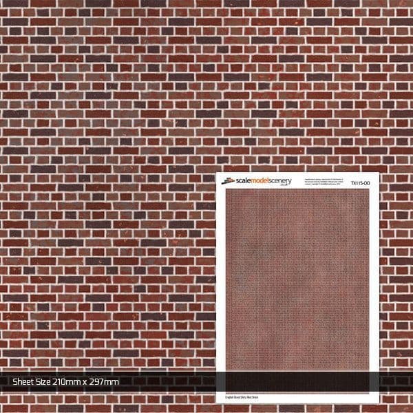 OO Gauge English Bond Brown Brick Paper - Pack of 5 - TX115-OO