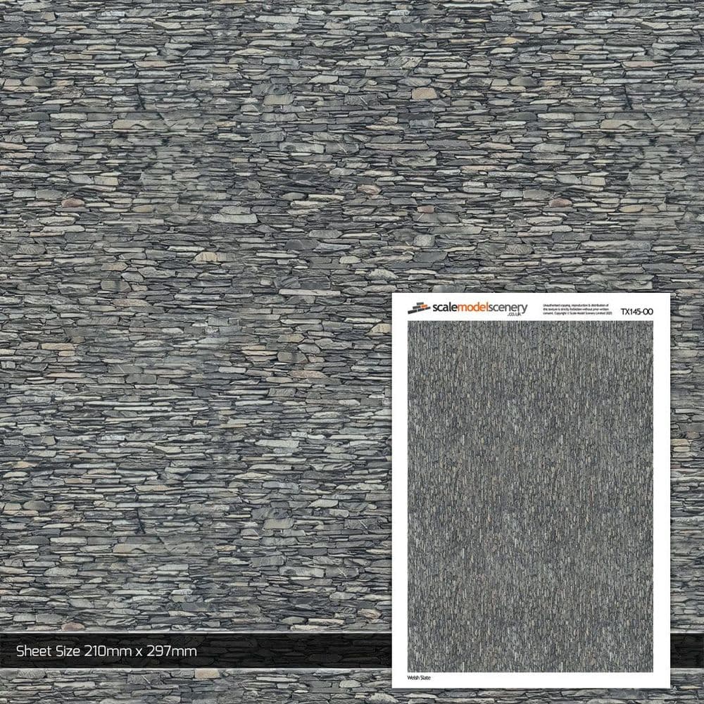 TX145-OO Welsh Slate Stone Paper (Pack of 5) For OO/4mm/1:76 Scale