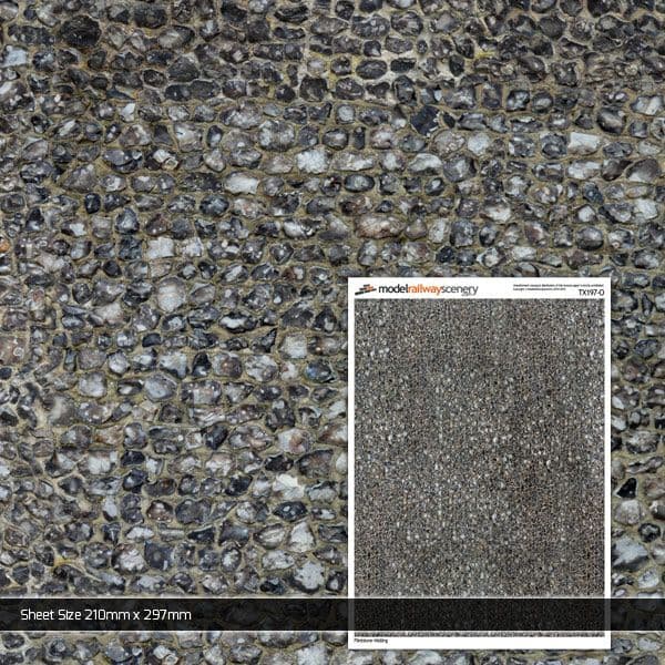 TX197-O Flint Stone Wall Texture Paper Pack of 5 - O/7mm/1 43