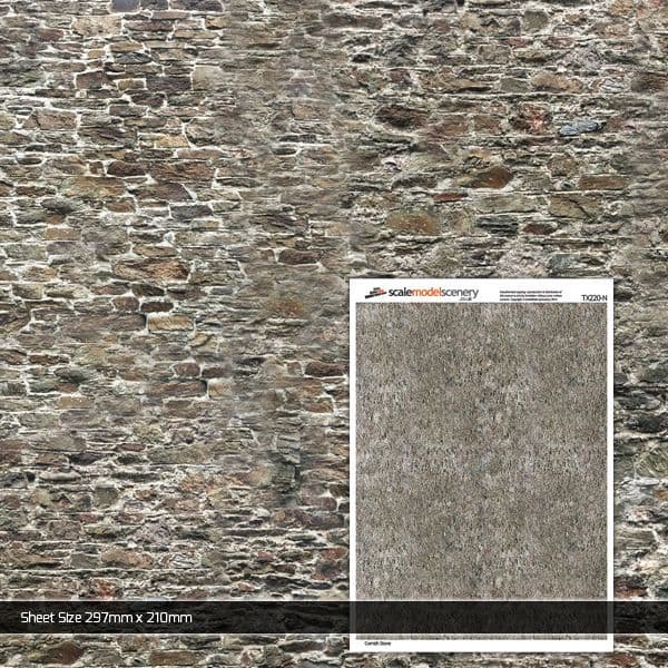 TX220-N Old Stone Wall Texture Paper Pack of 5 - N/2mm/1 148