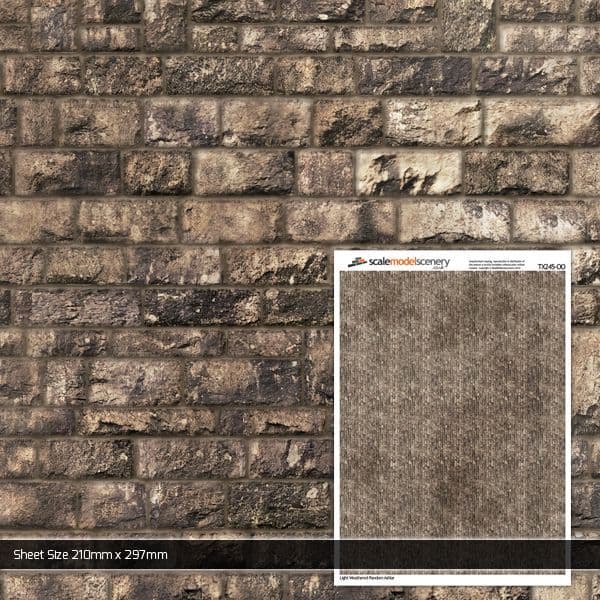 TX245-OO Light Weathered Random Ashlar Brick Texture Paper Pack of 5 ...
