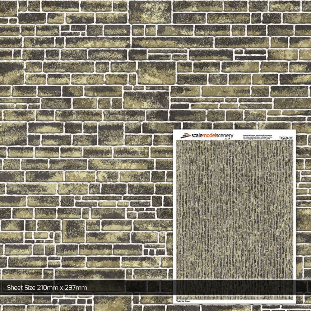 TX268-OO Yorkshire Stone Texture Paper Pack of 5 - OO/4mm/1 76