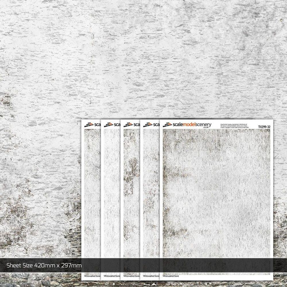 TX299-32 Weathered Whitewashed Stone Paper Sheets (Pack of 5) For 1:32 ...