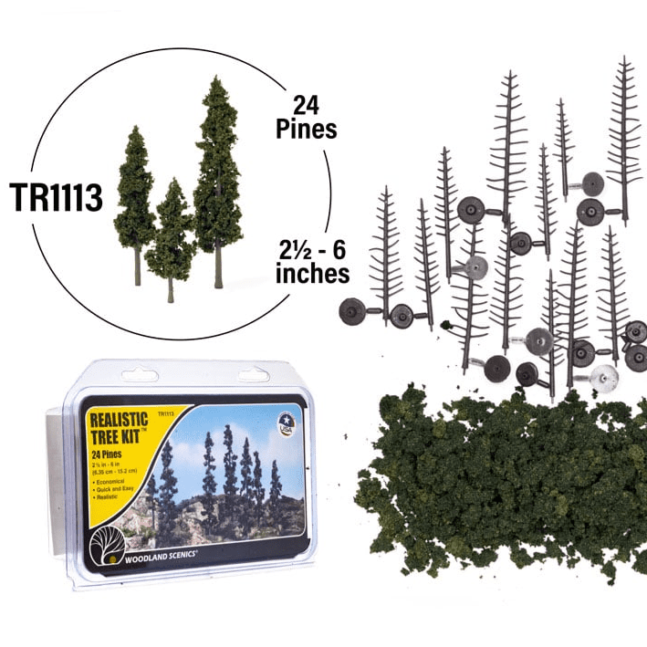 Woodland Scenics TR1113 Realistic Pine Trees Kit Makes 24 Trees