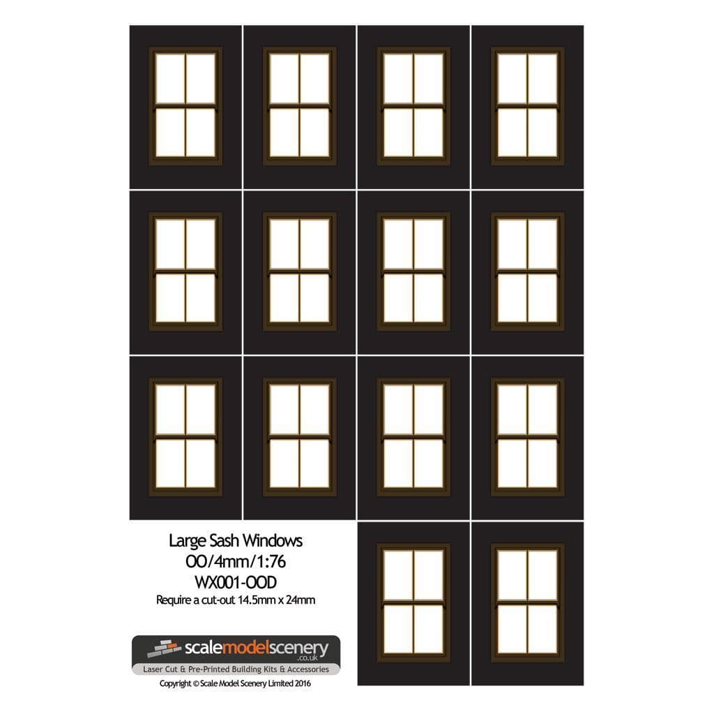 WX001-OO Large Sash Window Sheet OO/4mm/1 76