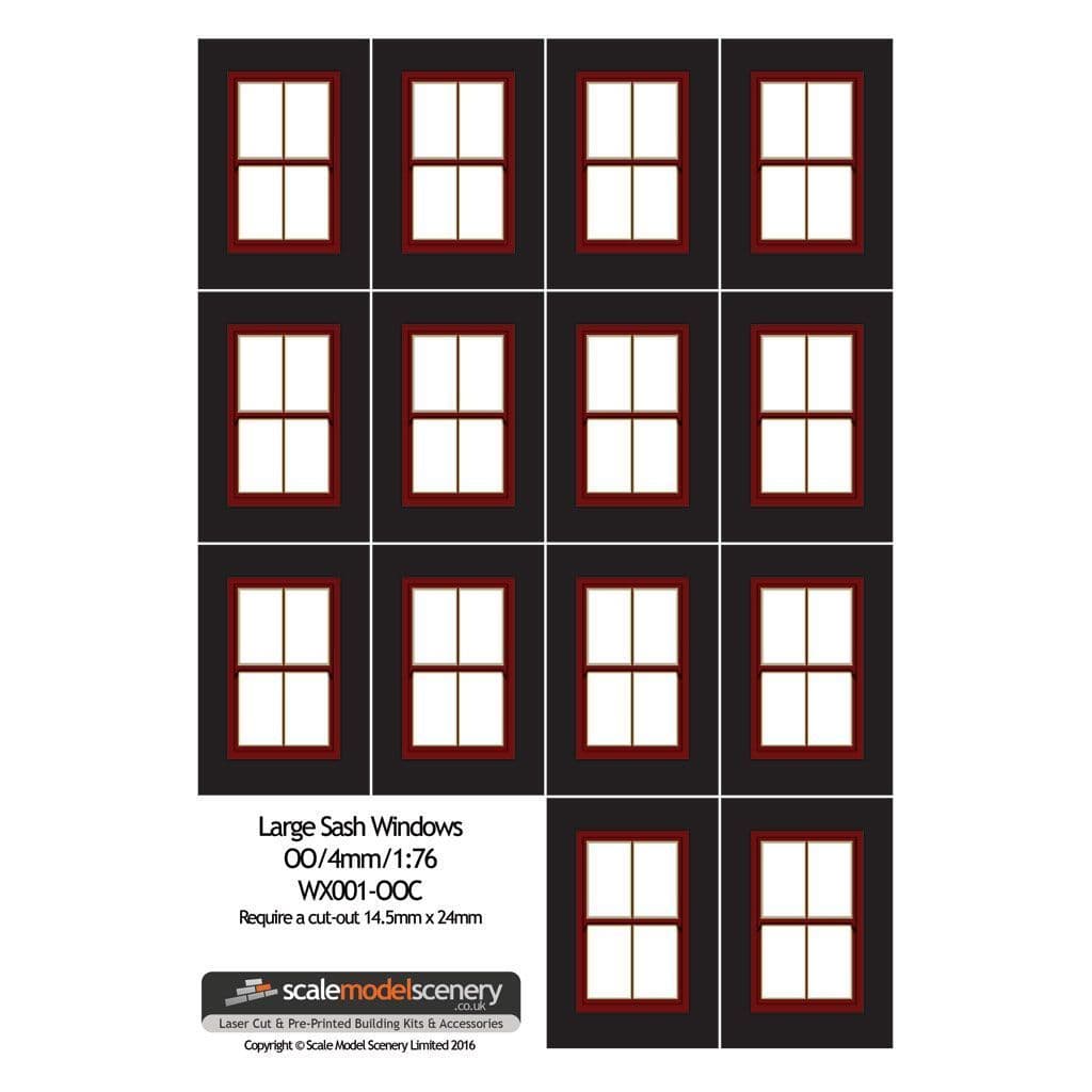 WX001-OO Large Sash Window Sheet OO/4mm/1 76